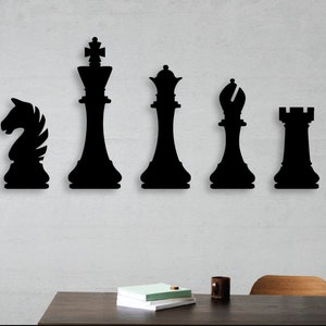 Chess Set, Board Game Decor, Chess Wall Art, Chess Pieces Wood Wall Art ...