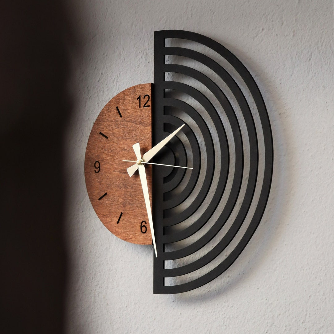 Mid Century Modern Wooden Wall Clock Minimalist Scandinavian - Etsy