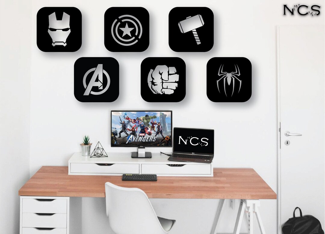 Avengers Wood Wall Art Set of 6, Geometric Wall Decor, 3D Wooden ...