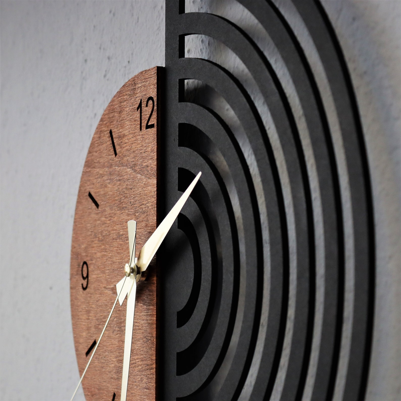Mid Century Modern Wooden Wall Clock, Minimalist Scandinavian Decor ...
