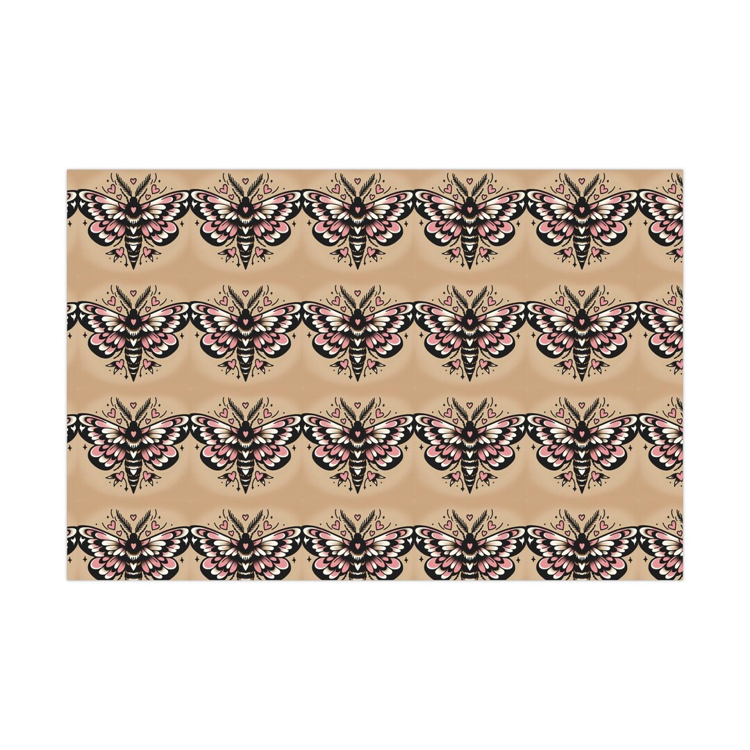 Gift Wrap Papers, Tattoo Flash Pink Goth Moth Valentines, Wrapping ...