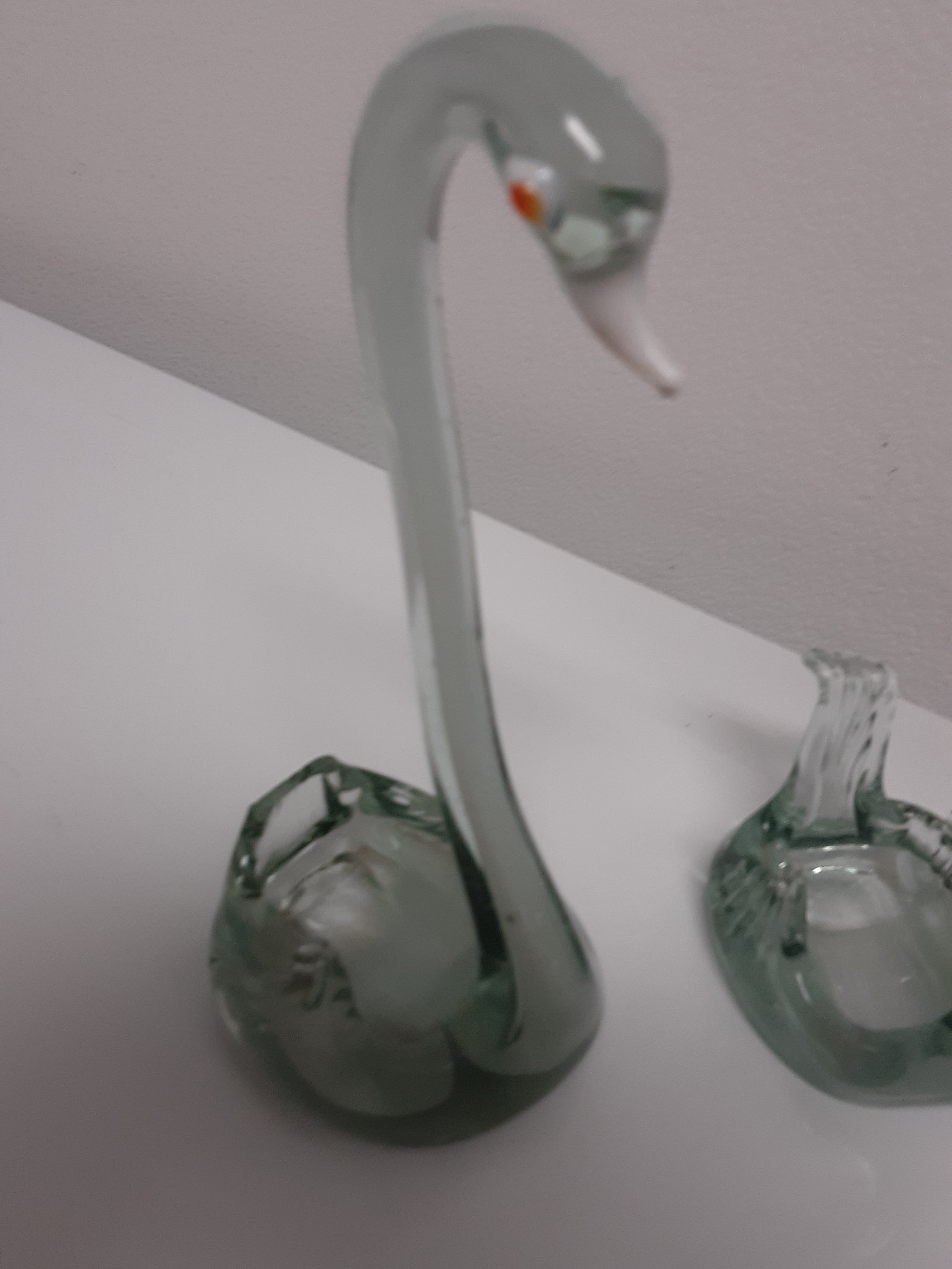 Vintage Murano Glass Swans Pair As Is Art Figurines Bird Etsy