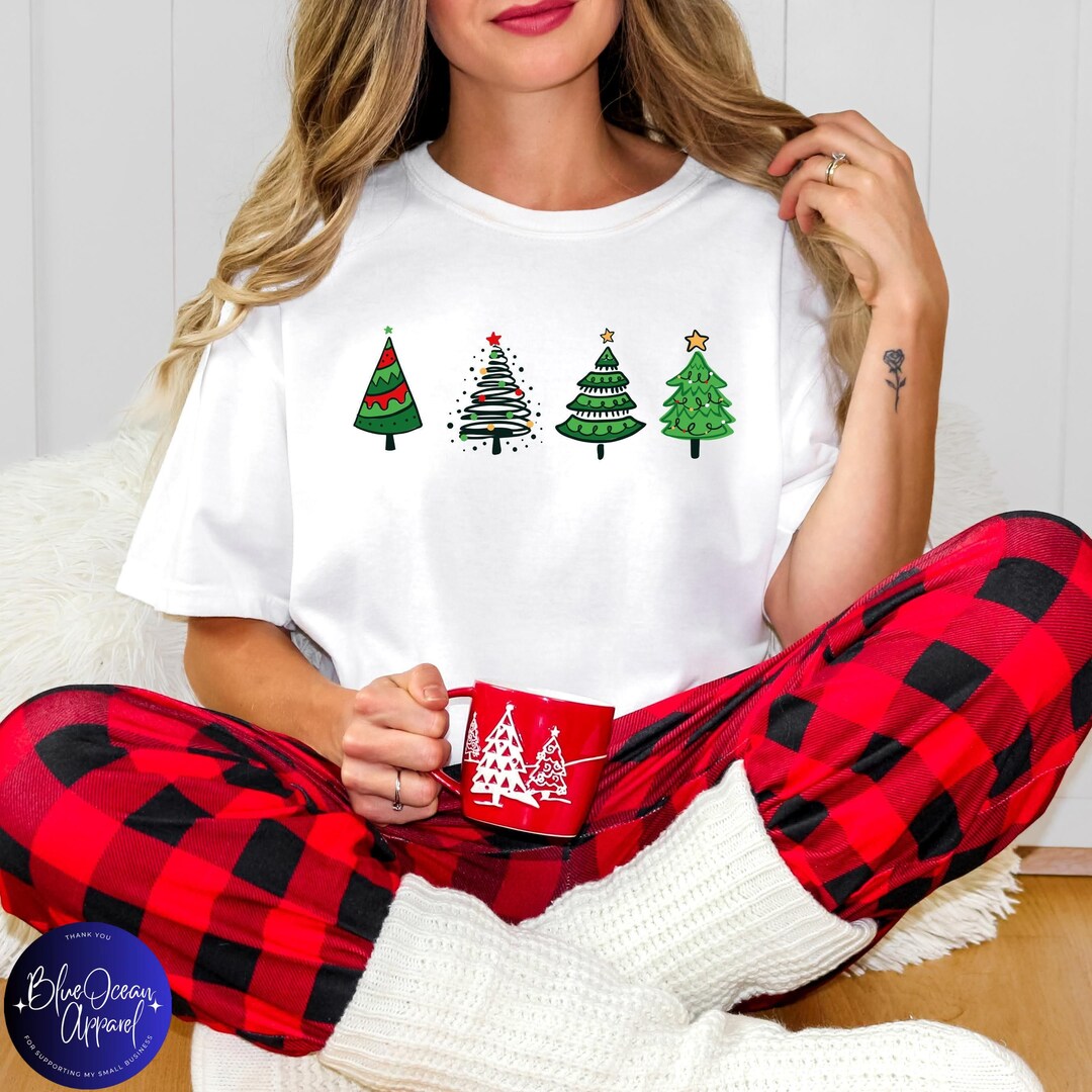 Comfort Colors® Christmas Trees Shirt, Cute Holiday Tee, Festive Xmas ...