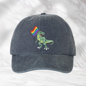 Dinosaur Rainbow Flag Hat, T-rex LGBTQ Hat, LGBTQ Pride Cap, Pride ...