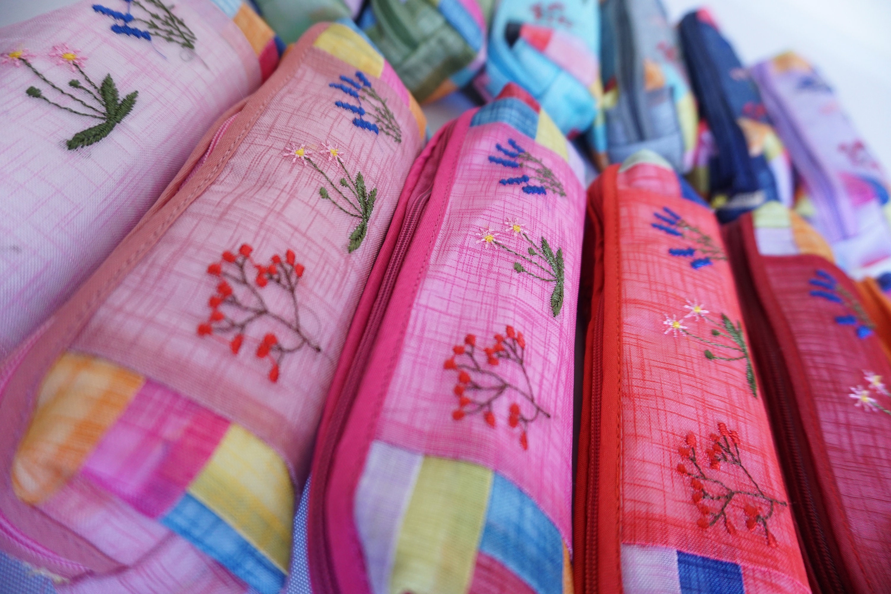 Embroidered Pencil Case Floral Pencil Pouch Makeup Bag - Etsy