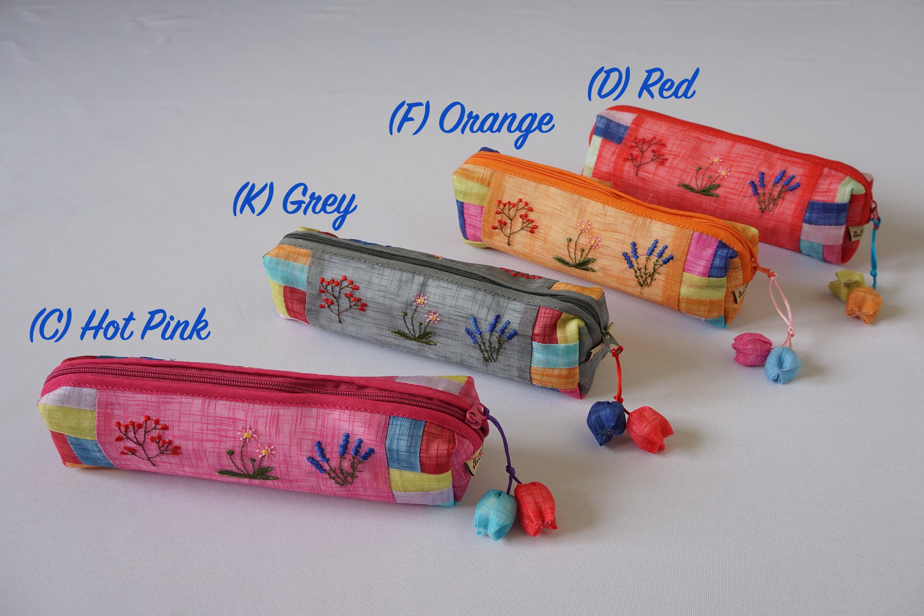 Embroidered Pencil Case Floral Pencil Pouch Makeup Bag | Etsy