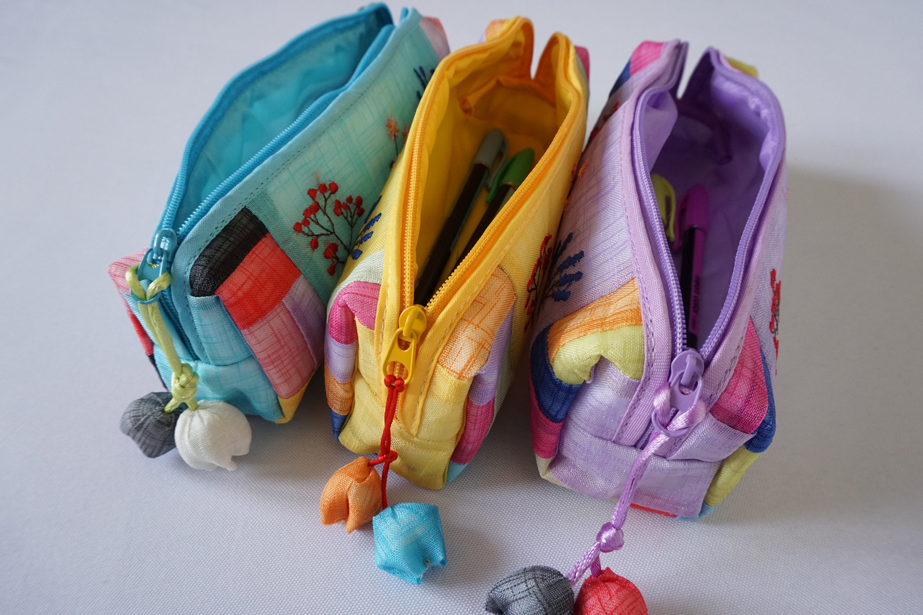 Embroidered Pencil Case Floral Pencil Pouch Makeup Bag - Etsy