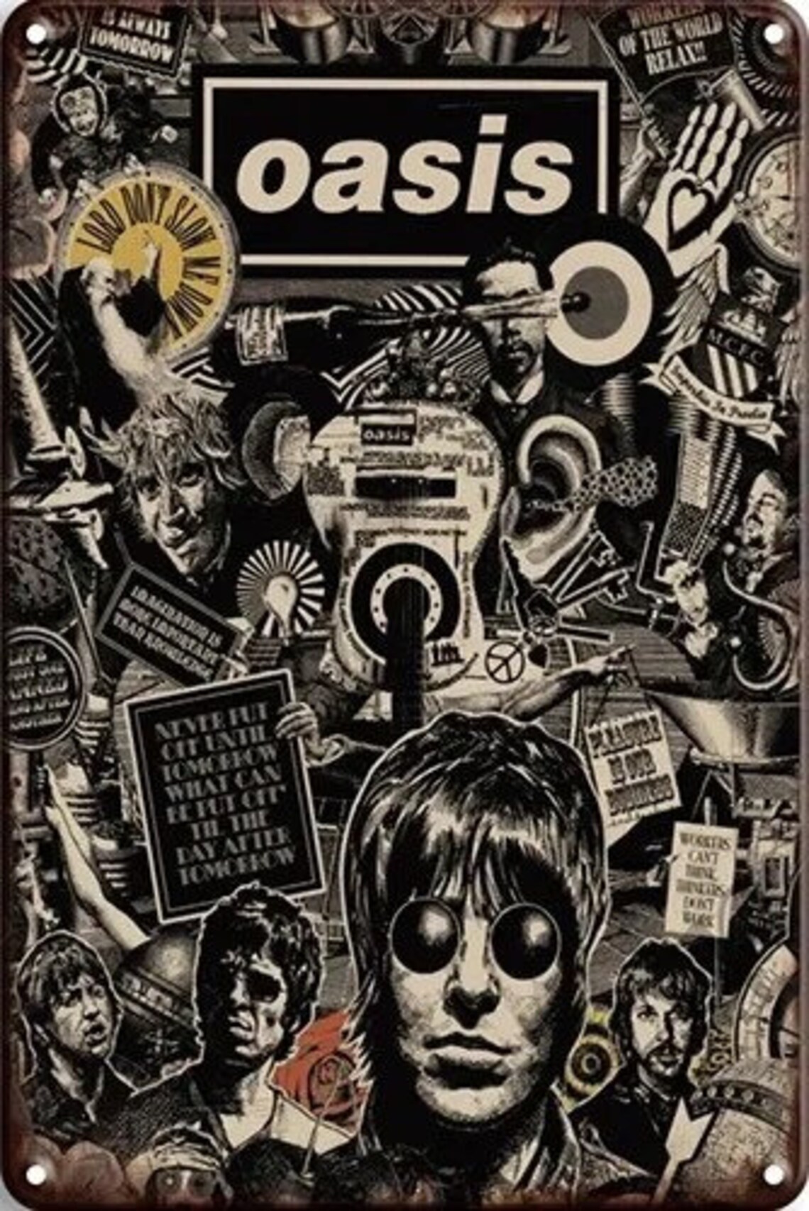 Oasis Collage, Metal Bar Sign Vintage Style Retro Tin Sign Plaque ...