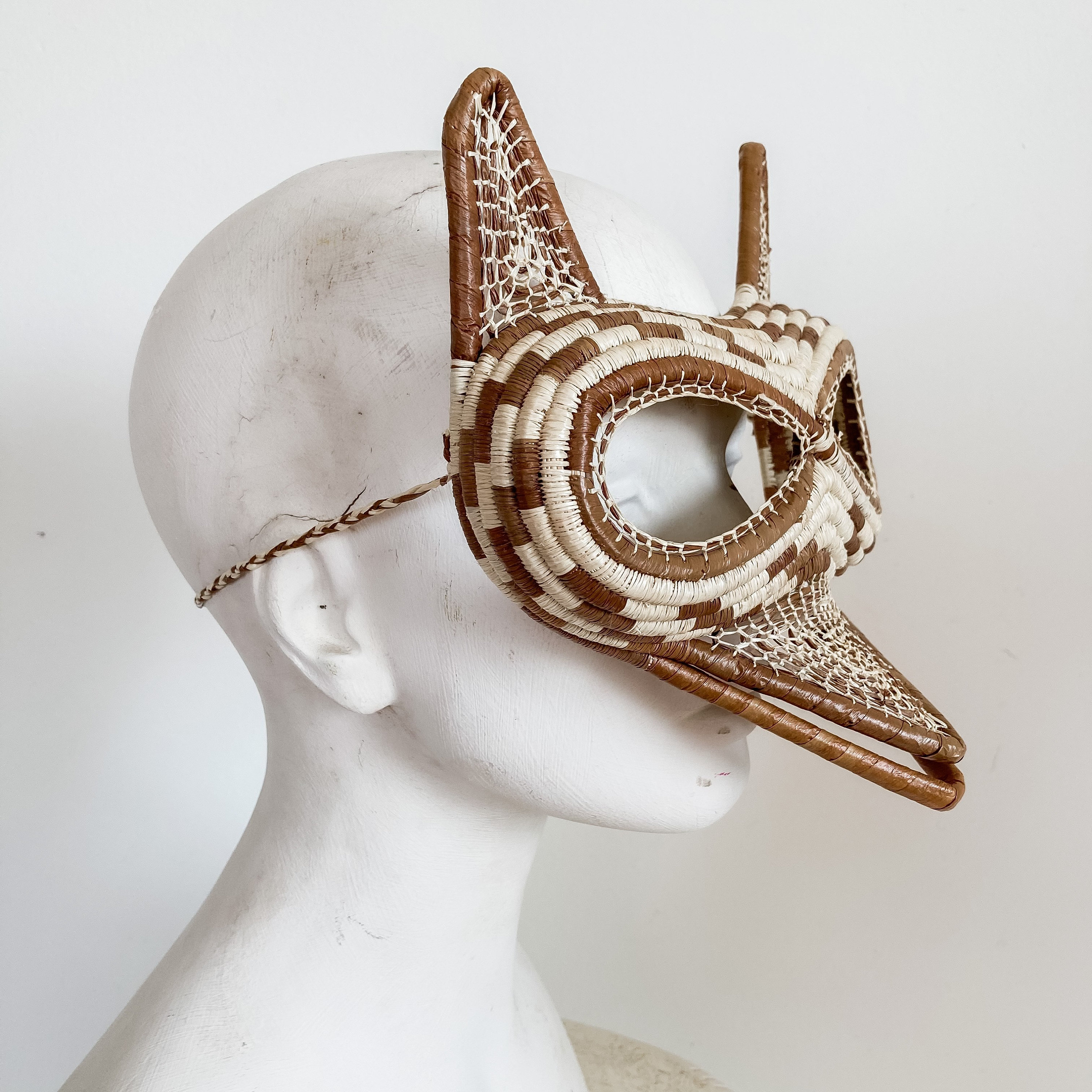 Vintage Woven Fibre Mask/ Panama Folk Art/ Basketry Wall Art Hanging ...