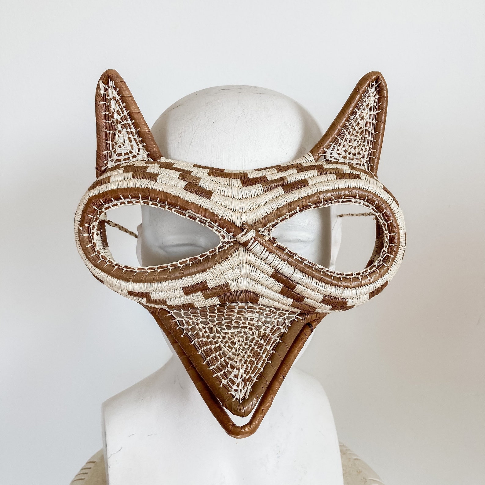 Vintage Woven Fibre Mask/ Panama Folk Art/ Basketry Wall Art Hanging ...