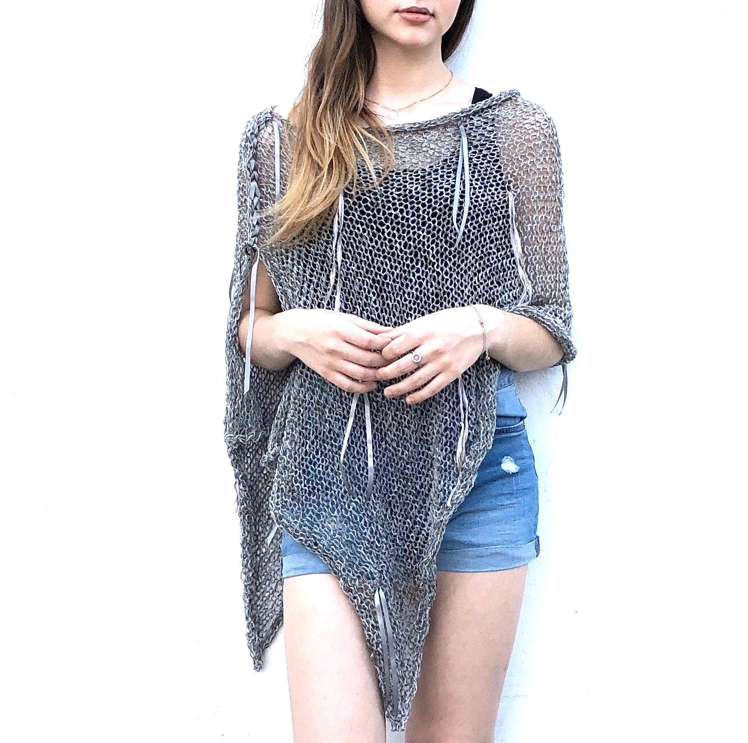 Fashion Shawl for Women and Teen Girls | Boho Knit Sweater Wrap, Blue ...