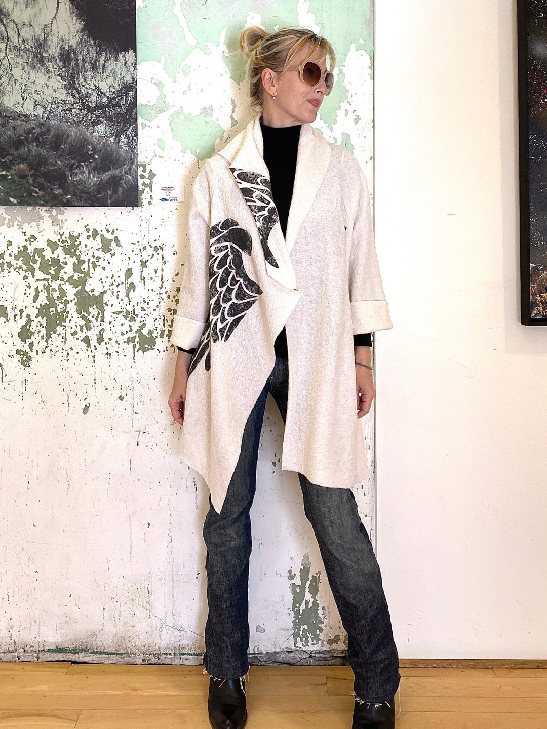 Plus Size Asymmetrical Wool Jacket. Plus Size Merino Wool Cardigan ...