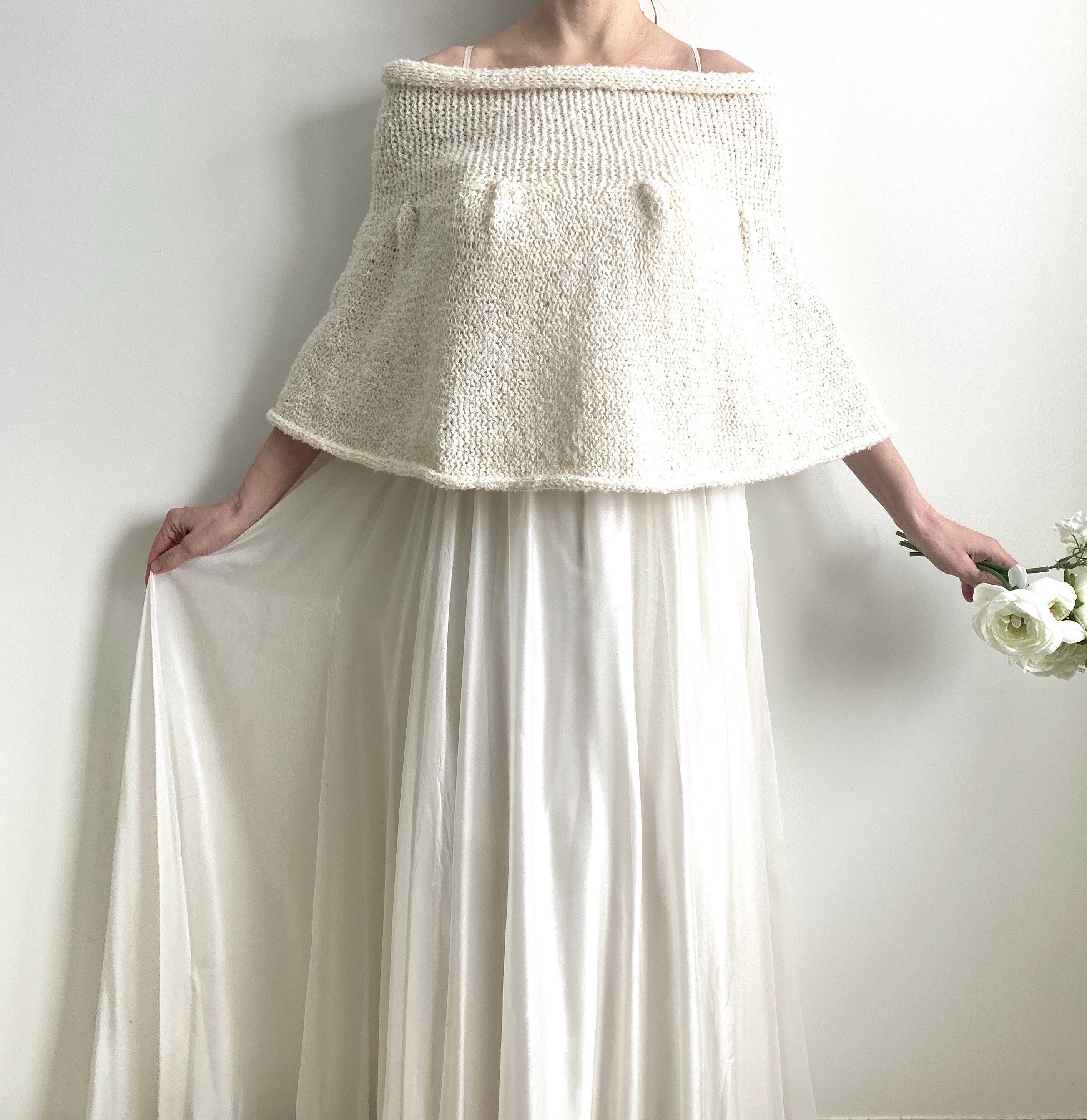 Bridal Knitted off Shoulder Capelet Shawl With Ruffles Winner - Etsy Canada