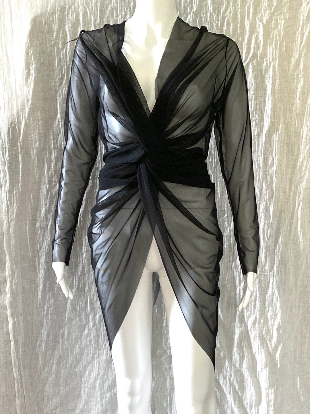 Tulle Convertible Stretchy Mesh Wrap Top, Multi Way Dressy Scarf Top ...