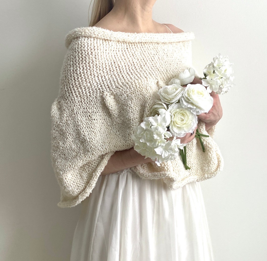 Bridal Knitted off Shoulder Capelet Shawl With Ruffles, Winner Wedding ...