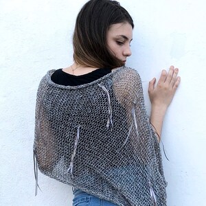 Fashion Shawl for Women and Teen Girls | Boho Knit Sweater Wrap, Blue ...