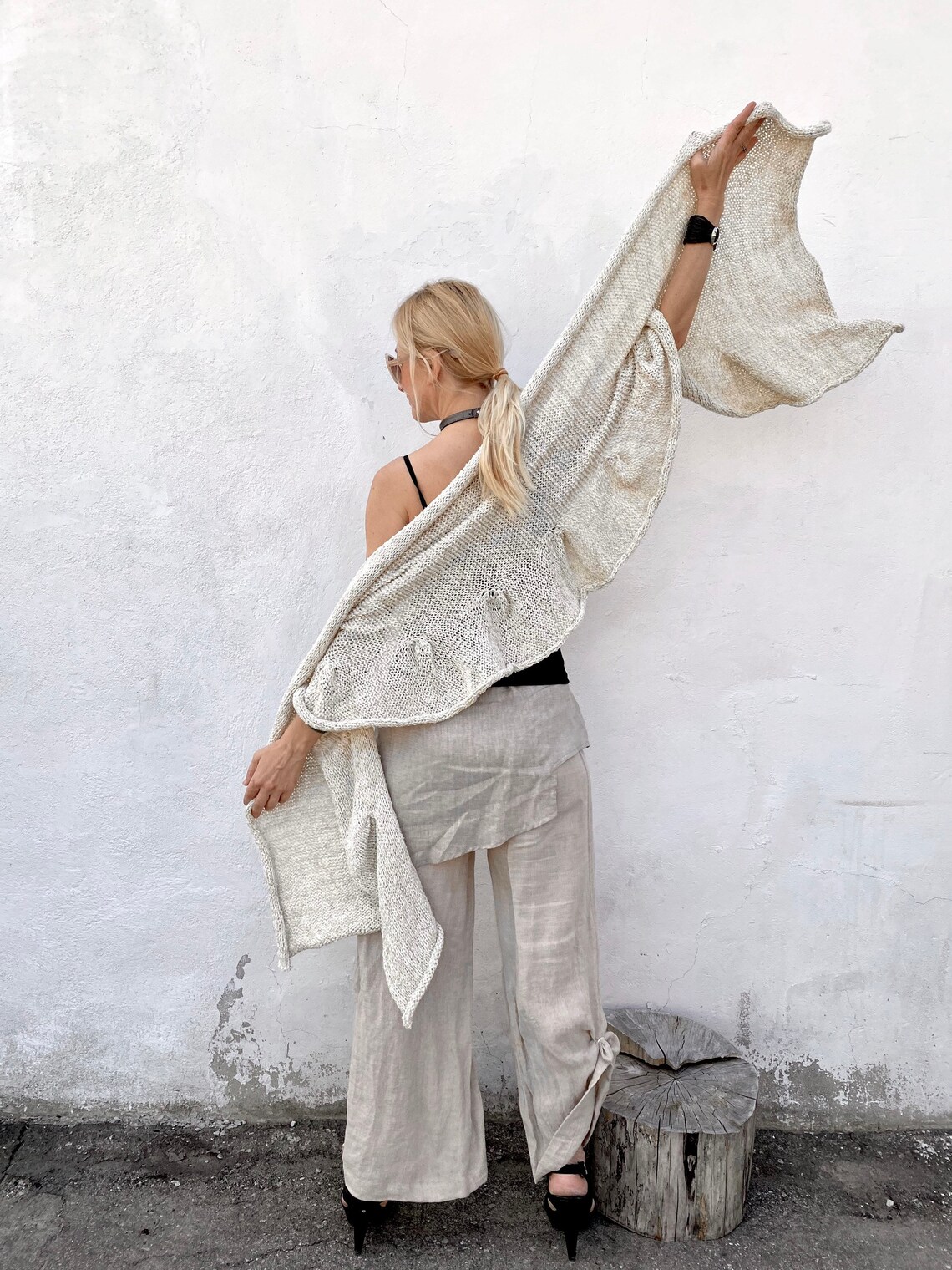 Ruffle Soft Wrap White Long Wrap for Women Cotton Knit Cover - Etsy Canada