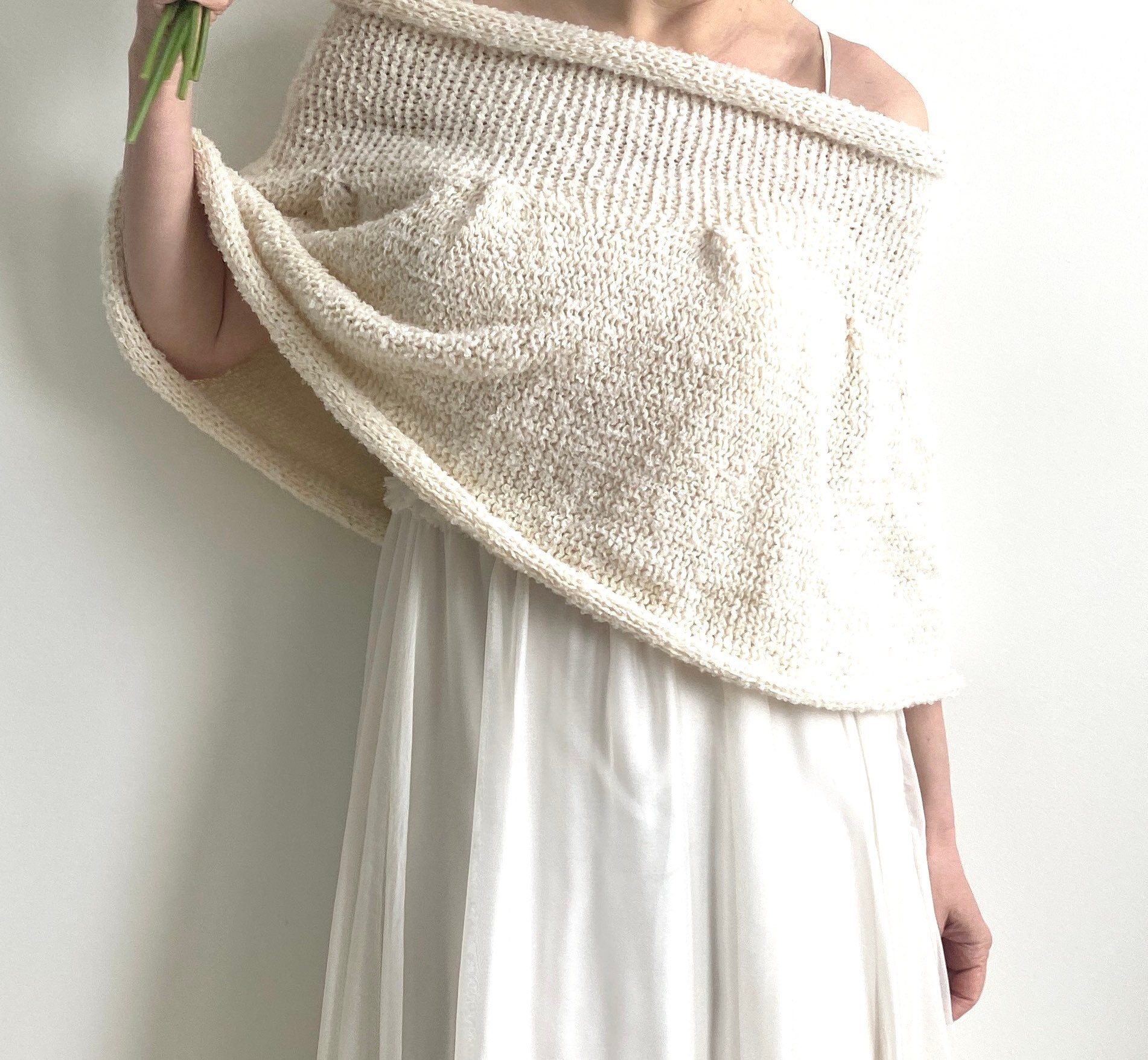 Bridal Knitted off Shoulder Capelet Shawl With Ruffles Winner - Etsy Canada