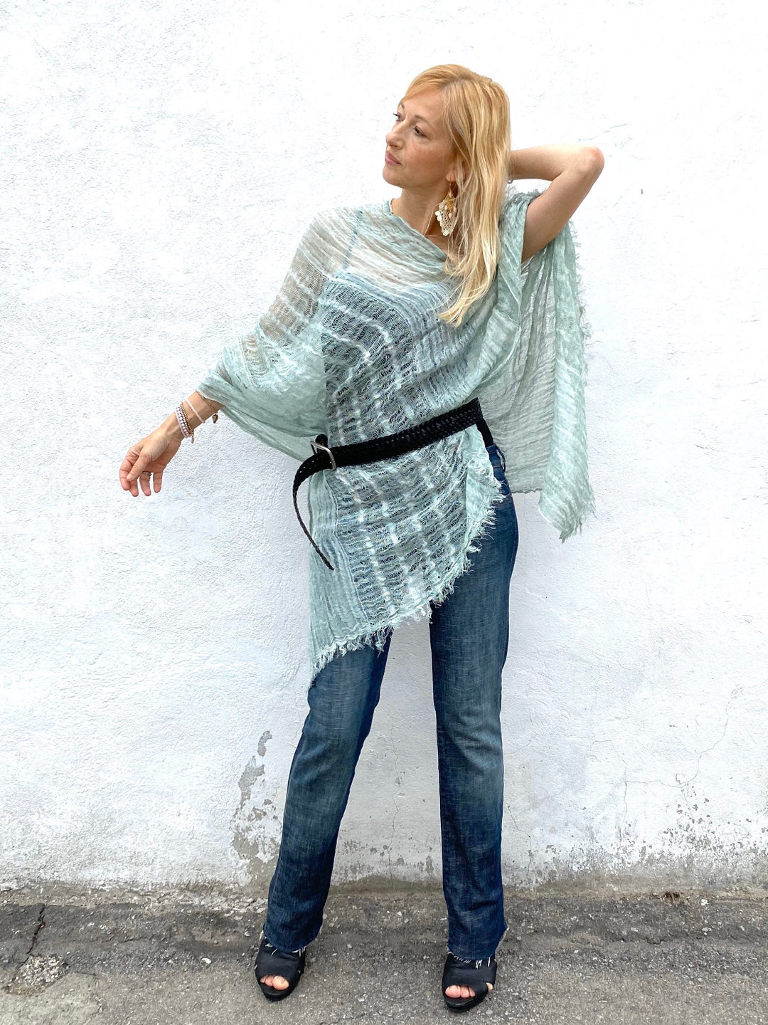 Linen Cover up Aqua | Linen Shawls and Wraps, Womens - Beach Cover Up ...