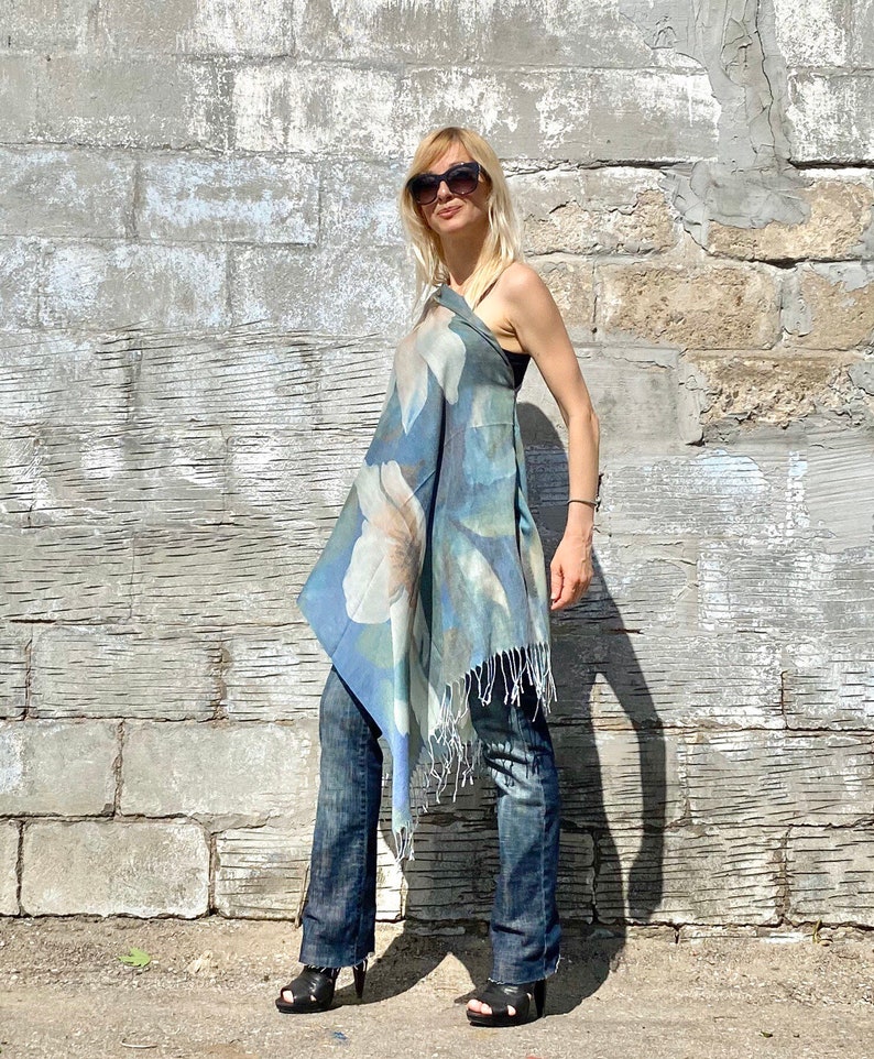 Blue Floral Shawl for Women Shawl for Bride Bridesmaids - Etsy