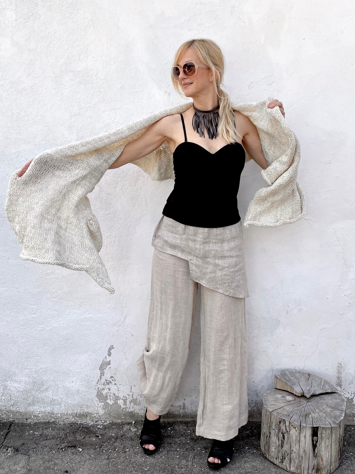 Ruffle Soft Wrap White Long Wrap for Women Cotton Knit Cover - Etsy Canada