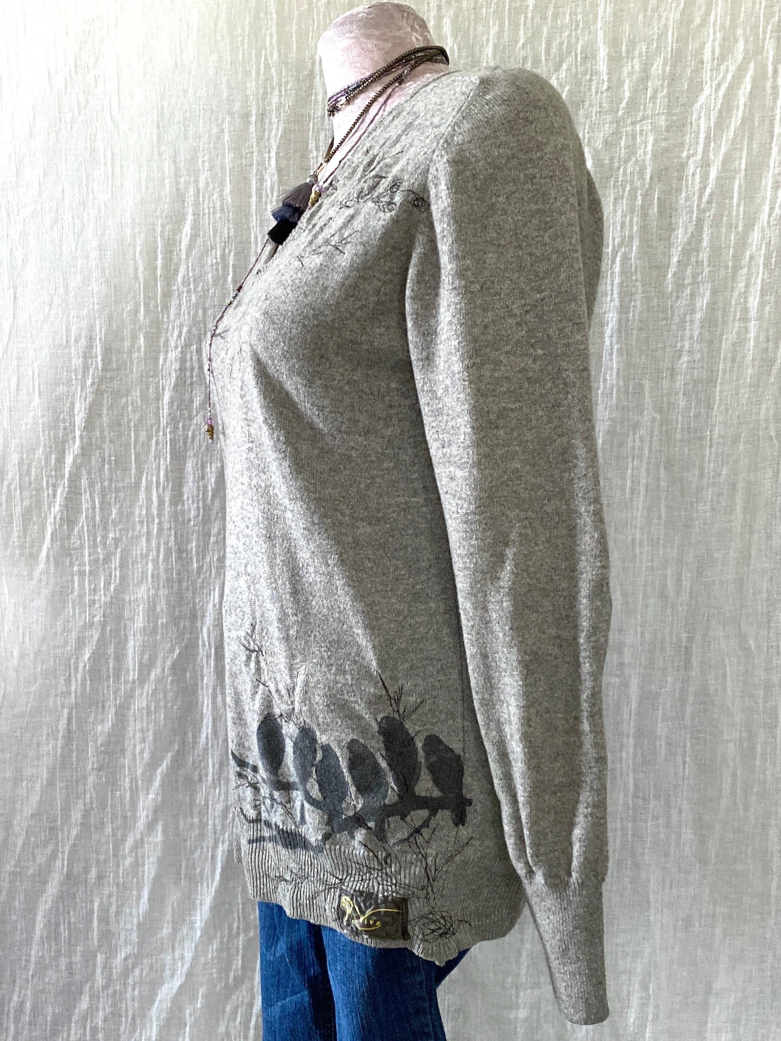 100% Cashmere Sweater Upcycled Cashmere Top Grey Cashmere - Etsy