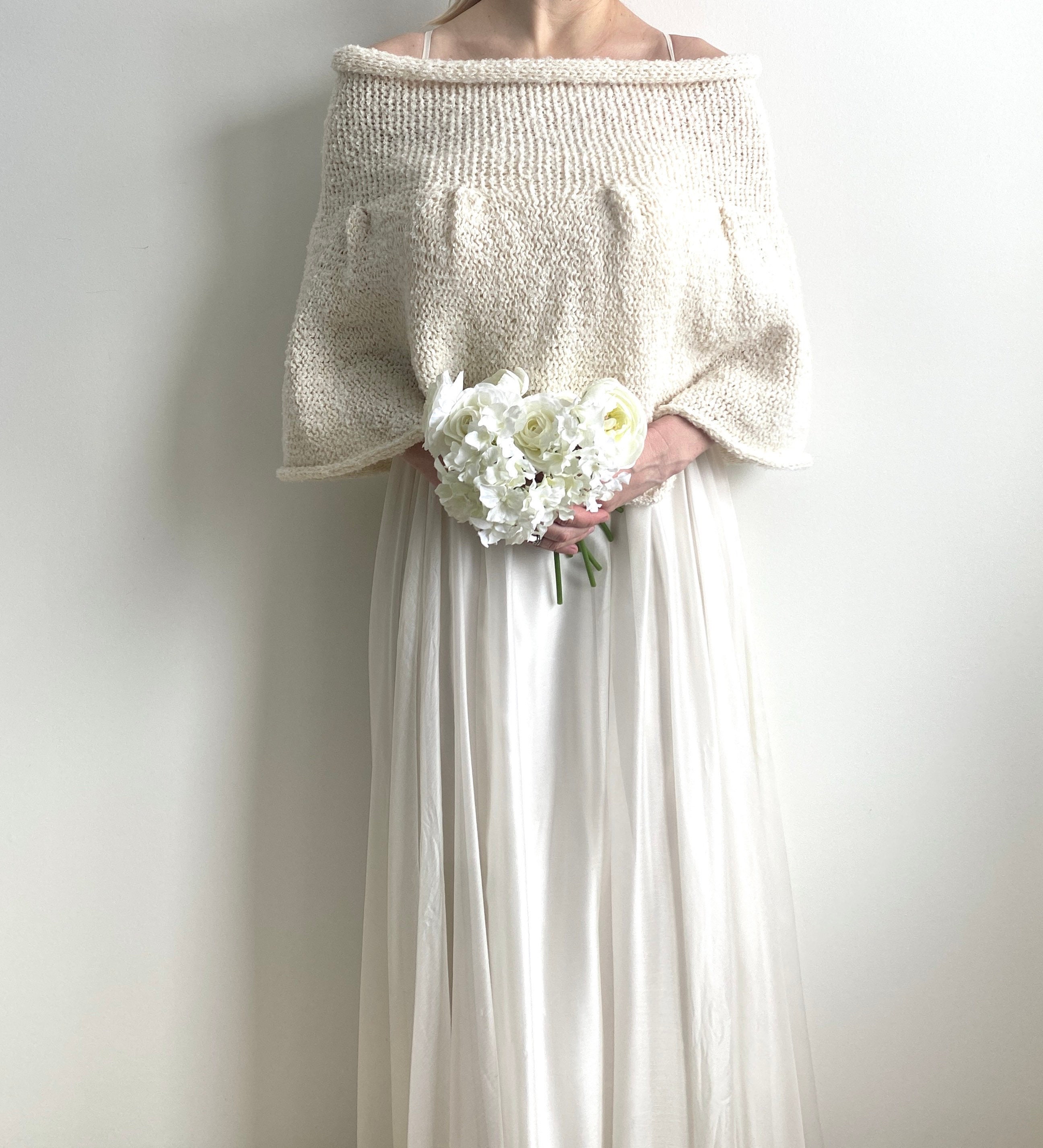 Bridal Knitted off Shoulder Capelet Shawl With Ruffles Winner - Etsy Canada