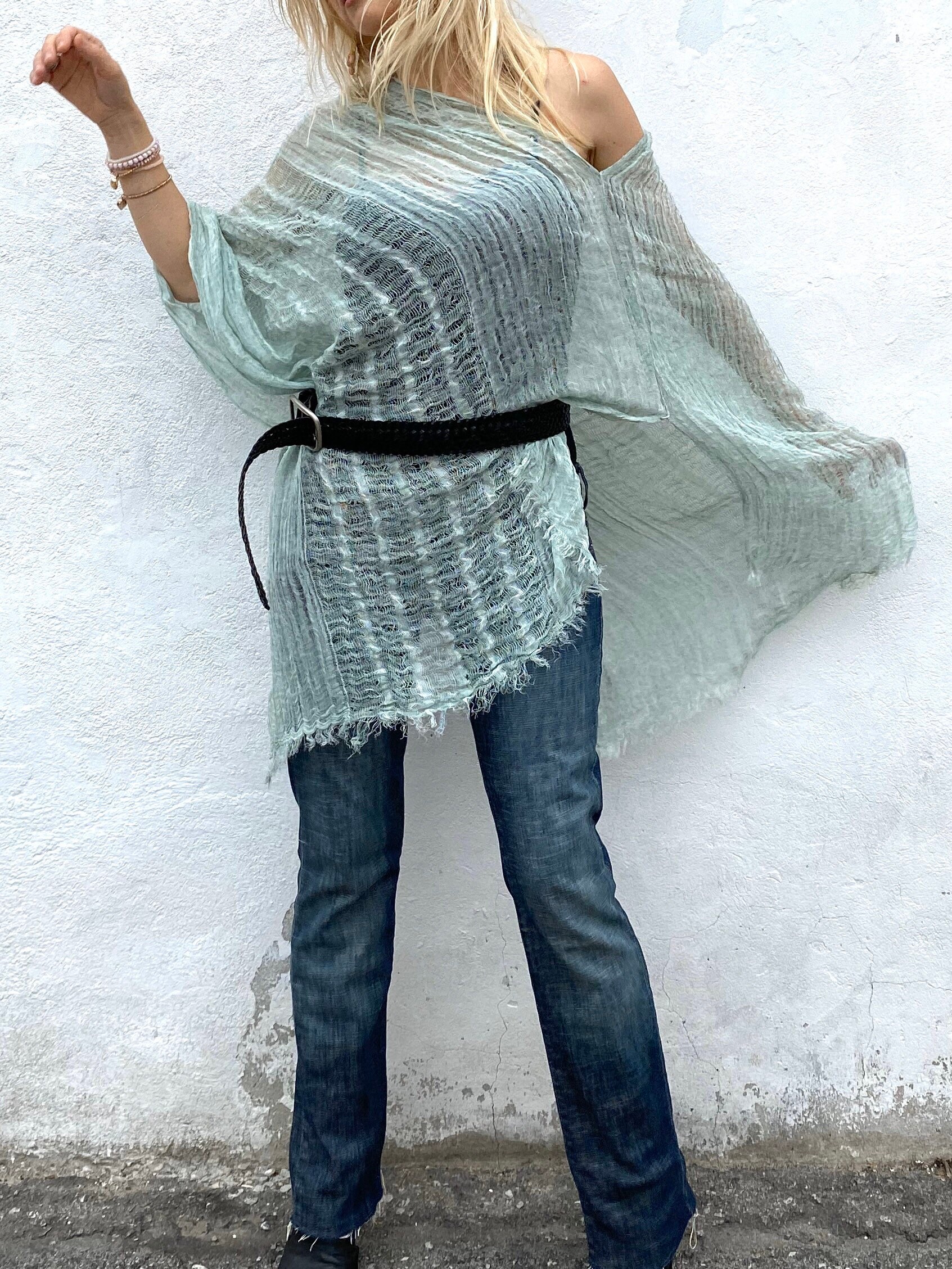 Linen Cover up Aqua | Linen Shawls and Wraps, Womens - Beach Cover Up ...