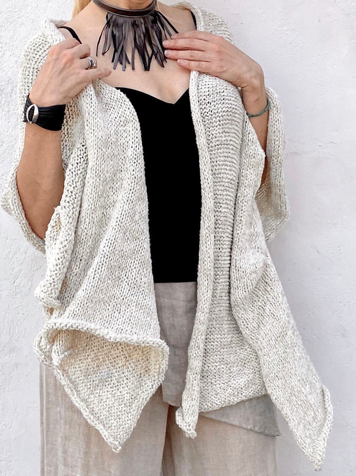 Ruffle Soft Wrap White Long Wrap for Women Cotton Knit Cover - Etsy Canada