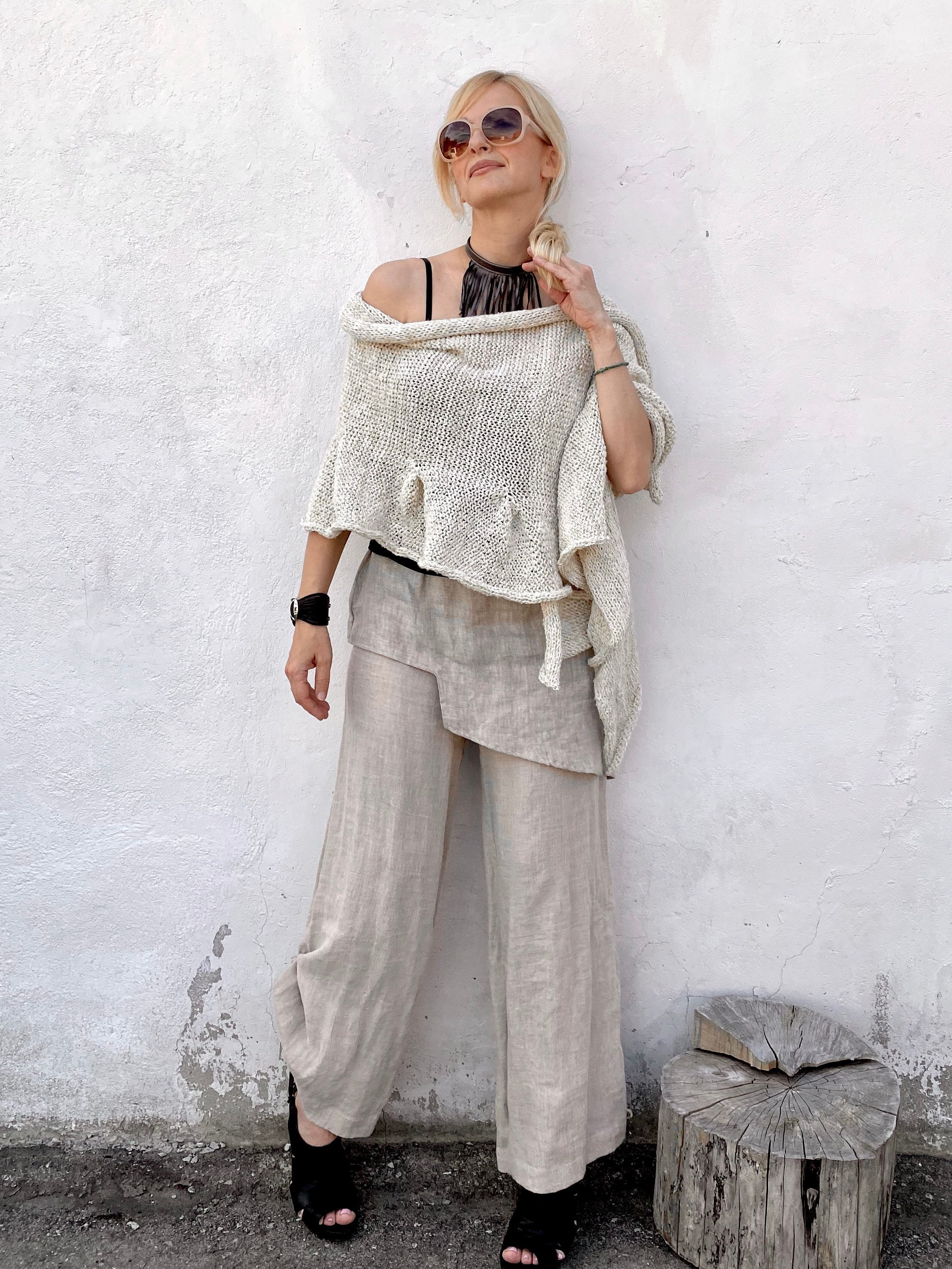 Ruffle Soft Wrap White| Long Wrap for Women, Cotton Knit Cover Up, Soft ...