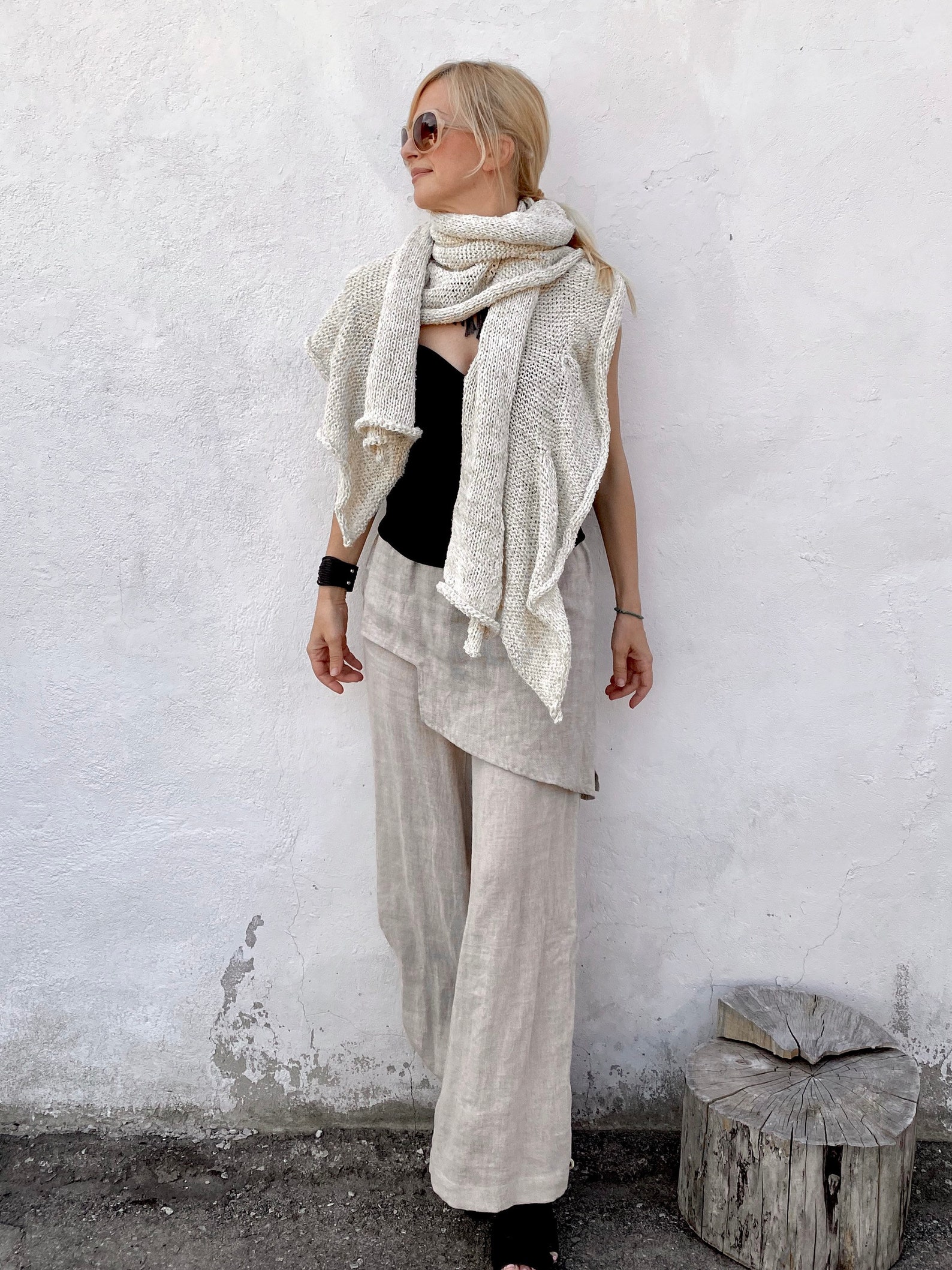 Ruffle Soft Wrap White Long Wrap for Women Cotton Knit Cover - Etsy Canada