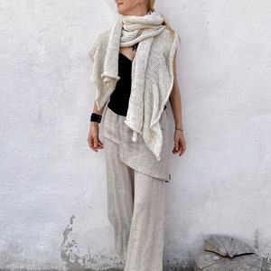 Ruffle Soft Wrap White| Long Wrap for Women, Cotton Knit Cover Up, Soft ...
