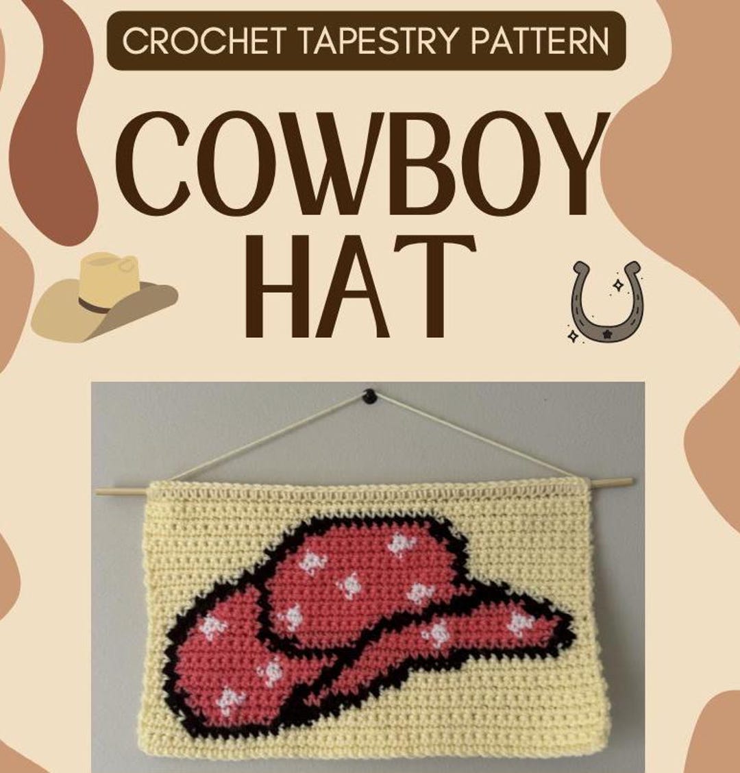 Cowboy Hat Crochet Tapestry Pattern Crochet Wall Hanging Decor PATTERN ...