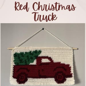 Red Christmas Truck Crochet Tapestry Pattern - Festive, Winter, Holiday ...