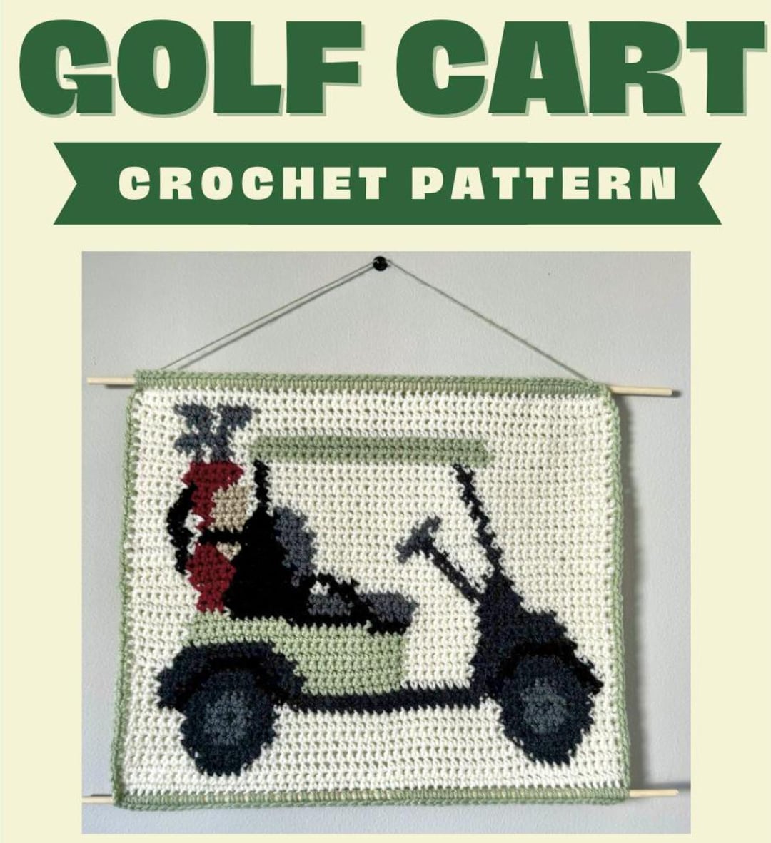 Crochet Tapestry Pattern - Golf Cart - Perfect Gift for Golf Lovers ...