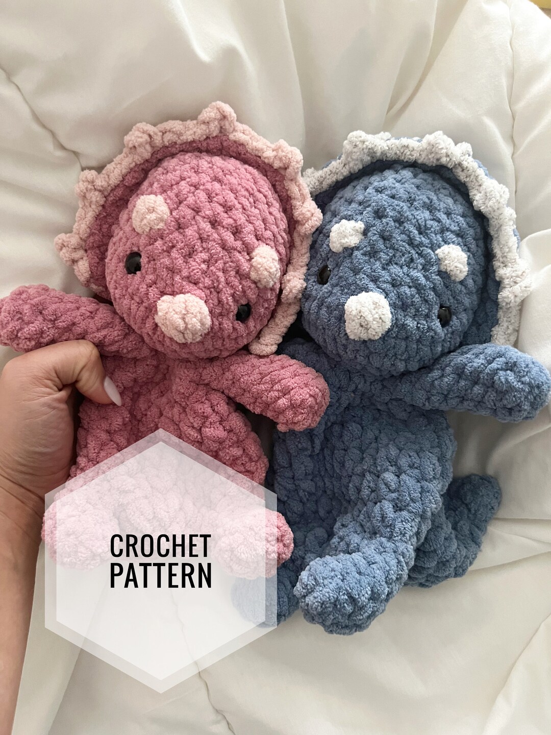 Tully the Triceratops Snuggler Crochet Dinosaur Pattern English PDF - Etsy