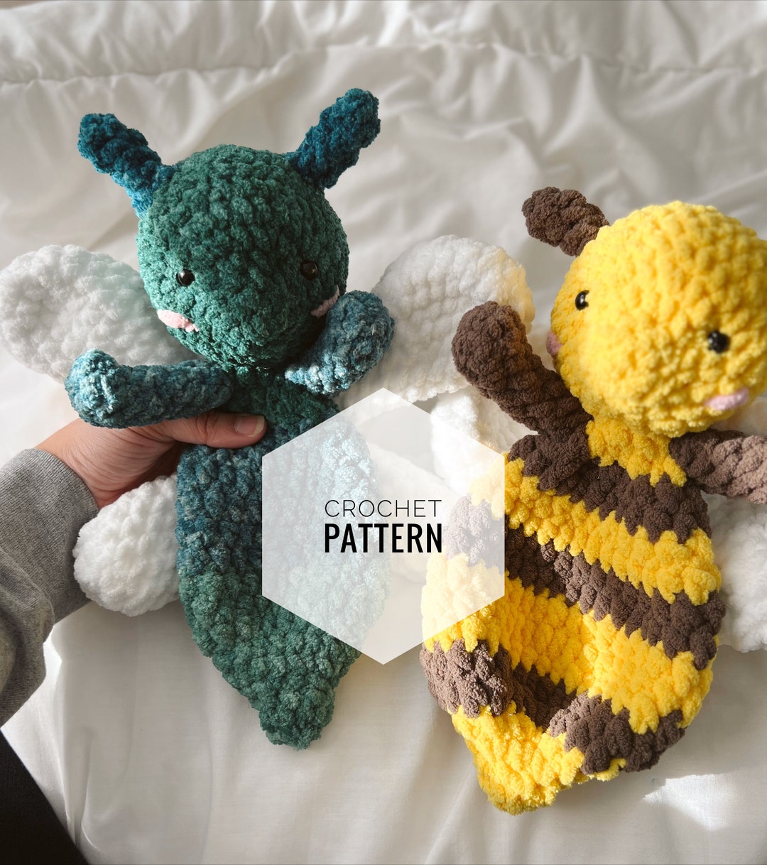 Benji the Bee and Demi the Dragonfly Bundle Patterns, Crochet Snuggler ...