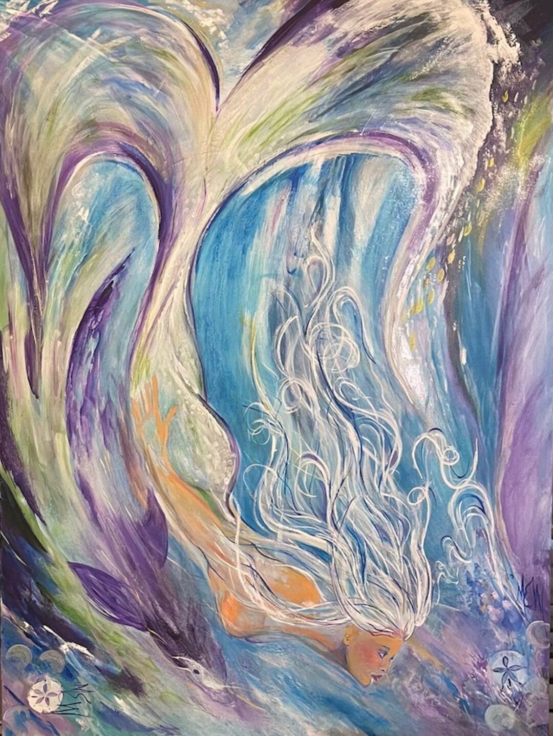 Crystal Blue Mermaid Acrylic Painting - Etsy