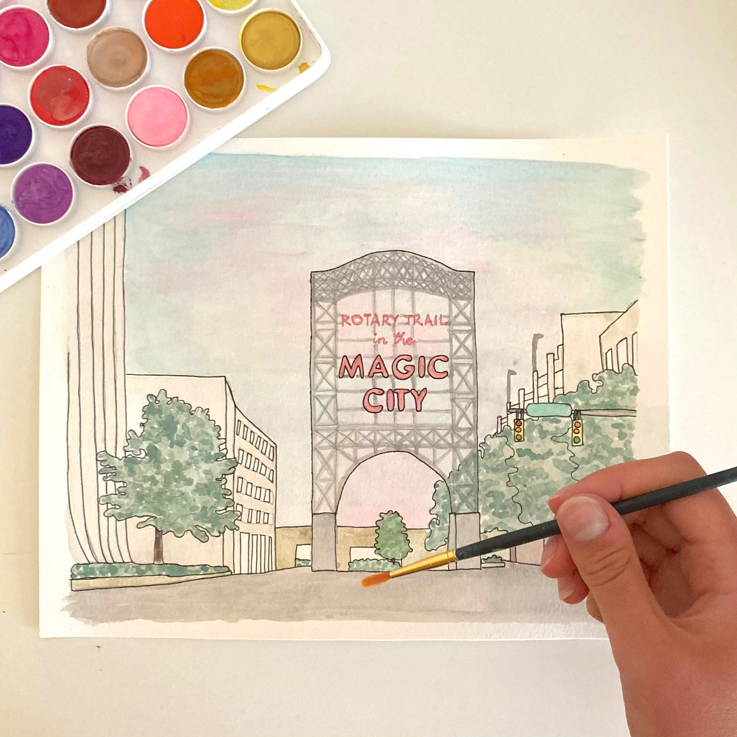 Magic City Sign Watercolor Print | Birmingham Alabama Art - Etsy