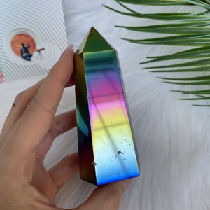 Titanium Rainbow Clear Quartz Tower - Etsy