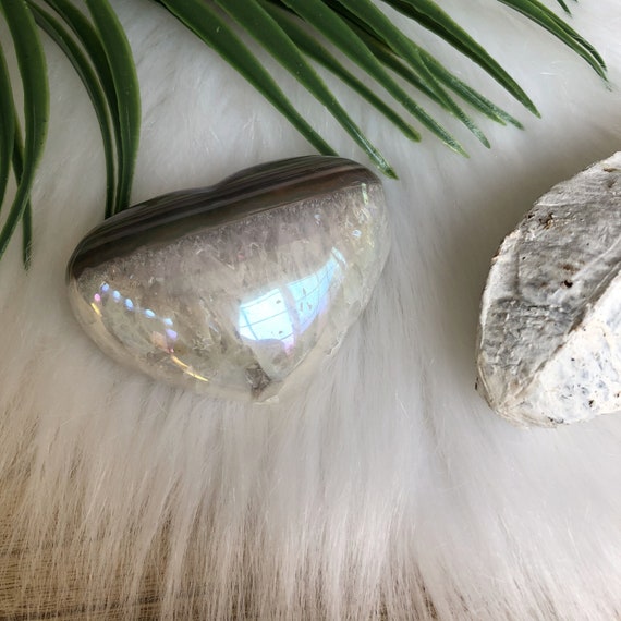 Angel Aura Coated Agate Heart | Etsy