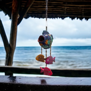 Tropical Fish Hanging Decoration Artisan Made Handpainted Coconut ...