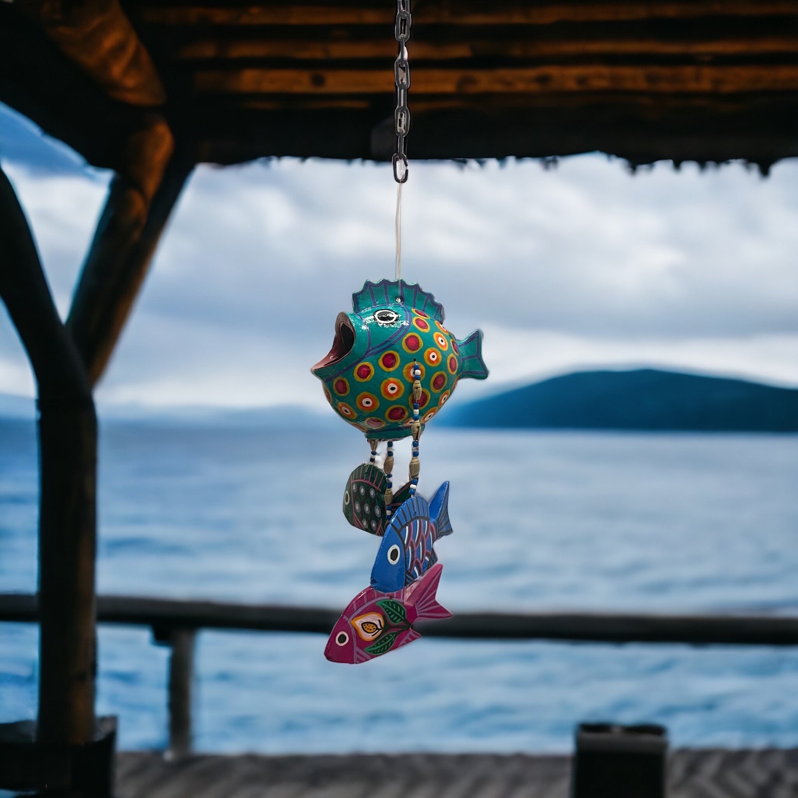Tropical Fish Hanging Decoration Artisan Made Handpainted Coconut ...
