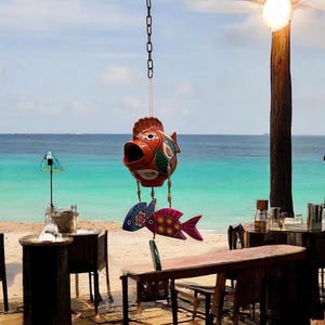 Tropical Fish Hanging Decoration Artisan Made Handpainted Coconut ...