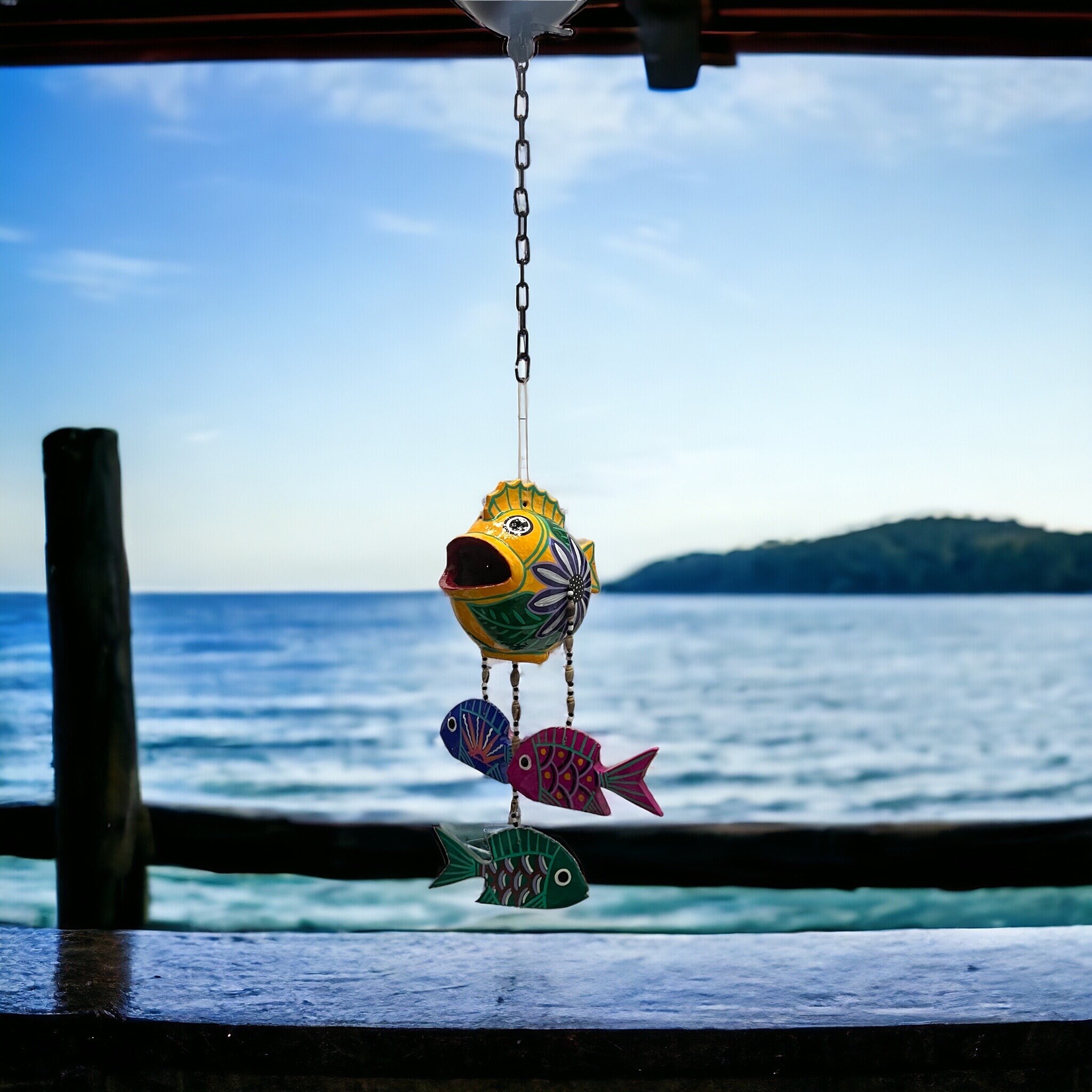 Tropical Fish Hanging Decoration Artisan Made Handpainted Coconut ...