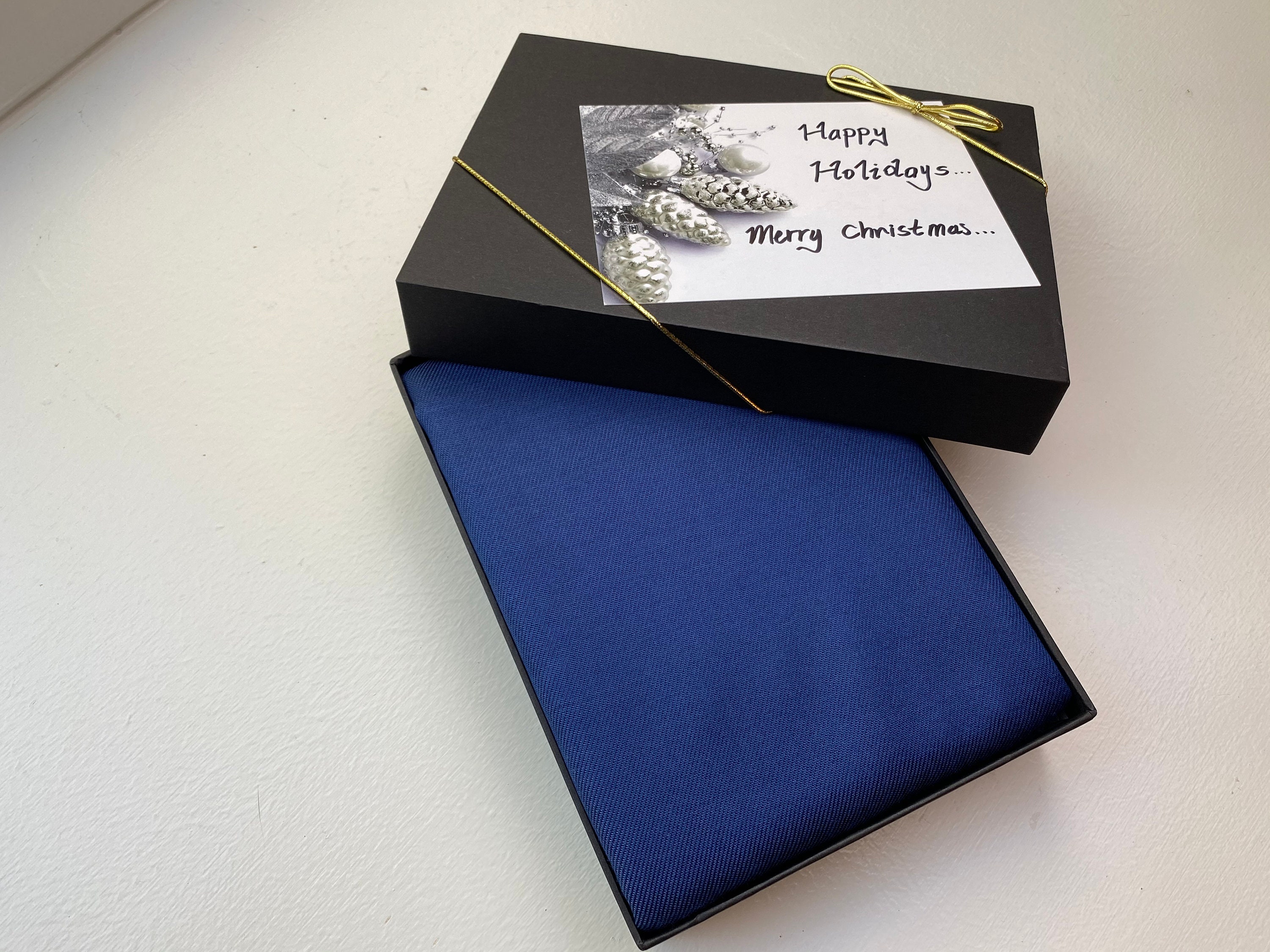 Scarf in Gift Box silky Navy Blue Scarf Shawl Pashmina Elegant Black ...