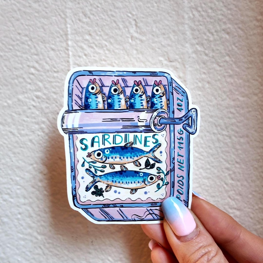 Sardine Can Sticker – Handmade Sticker in Matte, Glossy or Holographic ...