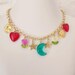 Multi Charms Necklace/summer Necklace/statement Necklace for Her/gold ...