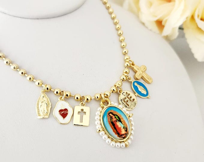 Virgin Mary Necklace and Catholic Charms, Handmade Jewelry - Etsy