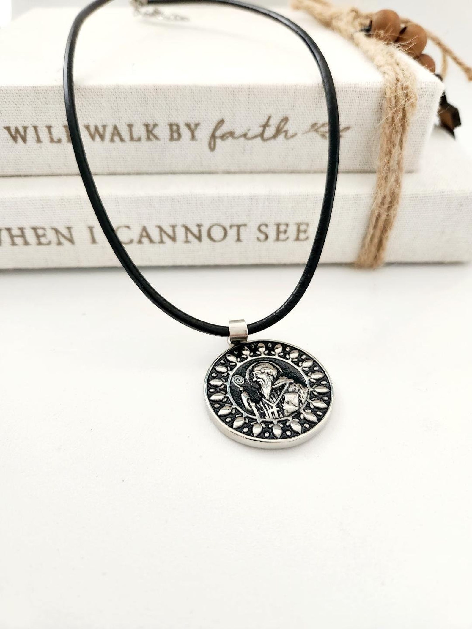 Saint Benedict Necklace on Cord/protection Necklace/saint Benedict ...